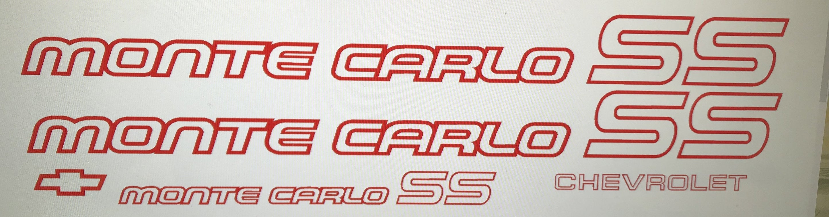 Chevrolet Monte Carlo SS Vinyl DecalsvinylChevrolet Monte Carlo SS ...